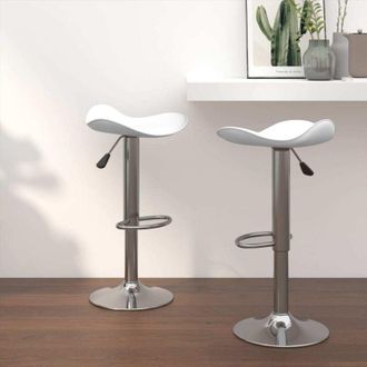 vidaXL Vidaxl - Tabourets de bar lot de 2 blanc acier chrom&eacute; et cuir artificiel