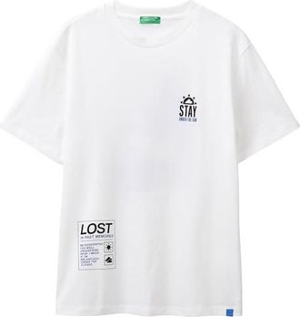 Benetton T- Shirt 3i1xu108z, Blanc, Medium Hommes
