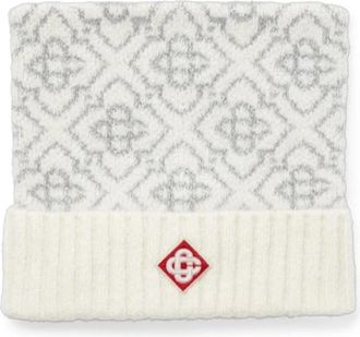 Casablanca unisex, Accessoires, Blanc, Taille: ONE Size Ski Monogram Mohair Beanie