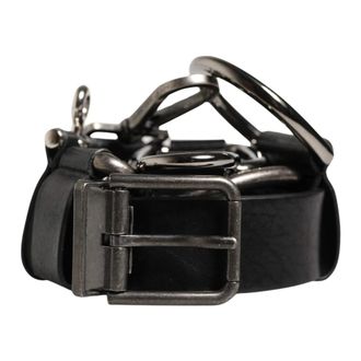 Dolce & Gabbana Kalbsleder G&uuml;rtel mit Metallschnalle - - Accessories - Herren - Schwarzk - ONE SIZE