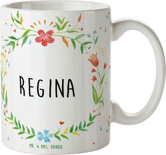 Mr. & Mrs. Panda Tasse Regina - Geschenk, Kaffeetassen, Cappuccino Tassen, Tasse bedrucken, Teebecher