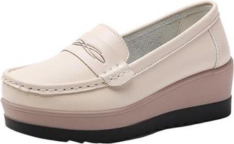 Generic Chaussures à enfiler pour femme - Coupe large - Style décontracté - Bout rond - Semelle épaisse - Respirantes - Élégantes et confortables - Chaussures