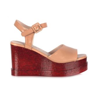 Strategia Femme, Chaussures, Beige, Taille: 37 EU Sandale compensée rouge avec bout carré