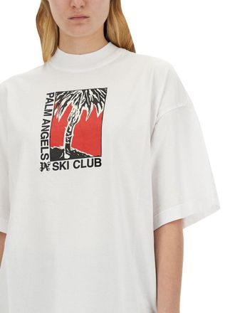 Palm Angels Logo-Embroidered Cotton T-Shirt - White