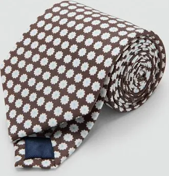 Mango Cravate 100 % soie imprim&eacute; fleurs marron - Homme - Taille unique - MANGO MAN