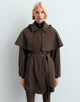 Oysho cape long imperm&eacute;able 10k ultra l&eacute;ger marron