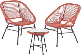 SVITA Tulum Balkon-Möbel 3-TLG. Garten-Möbel Set Balkonstühle mit Tisch Terracotta