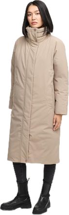 Navahoo Damen langer Wintermantel warmer Parka mit hohem Stehkragen und magnetischer Abdeckleiste Traumbl&uuml;te 14 Taupe Grey Gr. M