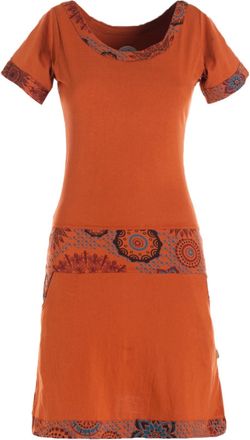 vishes Damen Kurzarm Kleid in Orange I Gr&ouml;&szlig;e M (34-36) I Handgefertigt aus 100% Baumwolle I Stylisches Sommerkleid f&uuml;r Freizeit & Alltag I Nachhaltige Altern