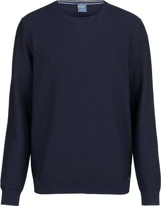 Olymp Herren Pullover Rundhals Casual.Strick,Struktur,Regular fit,Marine 18,XXL