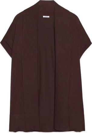Fiorella Rubino Femme, Pulls, Brun, Taille: 42 FR Long cardigan en maille fine &agrave; manches courtes