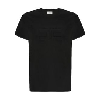 Elisabetta Franchi Femme, Tops, Noir, Taille: 38 FR T-shirt en jersey &agrave; manches courtes