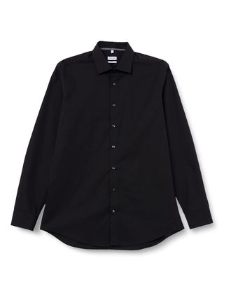 Seidensticker Mens Slim Fit Langarm Kragen Hemd Shirt, Dunkelgrau, 39