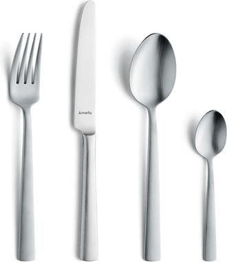Amefa Ventura Besteck Set 6 Personen, 24-teilig, Edelstahl 18/0, rostfrei und spülmaschinenfest, mattierte Oberfläche, Zeitloses Besteckset 6 Personen