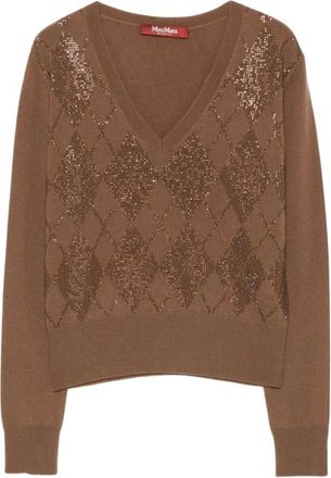 Max Mara Femme, Pulls, Brun, Taille: 40 FR V-neck Tricots