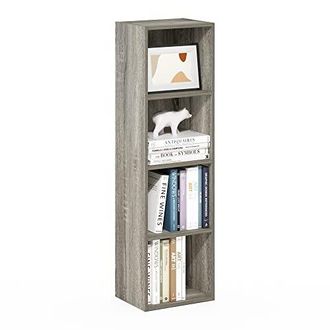 Furinno Pasir Bibliothèque ouverte à 4 niveaux, Chêne français, 4-Tier Cube