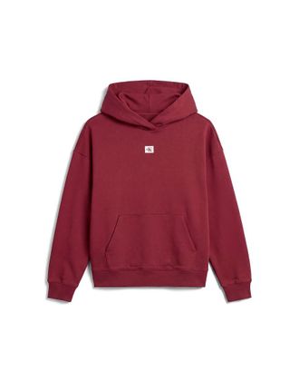 Calvin Klein Jeans Relaxed gewebter Monologo-Kapuzenpullover in Rhododendron-ROT