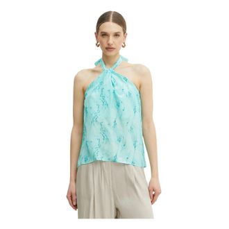 Fracomina Neckholder-Oberteil mit Blattprint - - Tops - Damen - Blau - XS