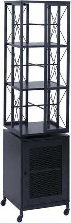 Hhg B&uuml;cherregal HHG-630, Standregal Drehregal, Rollen drehbar T&uuml;r, Metall Industrial Melamin MVG 162x40x42cm schwarz