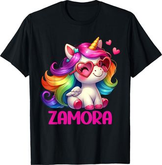 BDAZ Zamora Personalisierter Name Buntes Einhorn Frauen M&auml;dchen T-Shirt