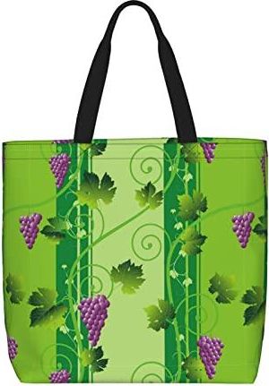 Generic Sac Fourre-Tout Motif De Raisins Grand Sac A Main Lavables Personnaliser Sacs En Toile &Eacute;paule, Pour &Eacute;cole, Voyage, Tous Les Jours, Burea