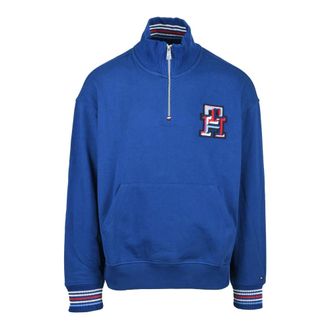 Tommy Hilfiger Homme, Sweatshirts et sweats &agrave; capuche, Bleu, Taille: 2XL Felpa Collo Zip