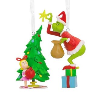 Hallmark Storied Moments The Grinch & Cindy Lou Ornament Dr. Seuss Baumschmuck Harz H&auml;ngende Ornament Weihnachten H&auml;ngende Ornamente Geschenke f&uuml;r Weihnachten
