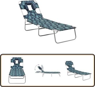 vidaXL Vidaxl - Klappbare Sonnenliege mit Kopfkissen Stahl Blattmuster - Klappliege - Gartenliege - Sonnenschirm - Outdoor M&ouml;bel - Liege