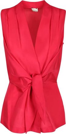 Paul Smith Femme, Tops, Rouge, Taille: 40 FR Tie-Waist Silk Top