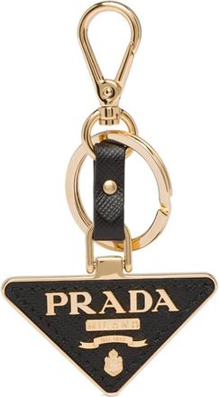 Prada Triangle-logo Leather Keychain