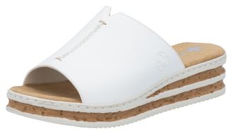 Rieker Keilpantolette RIEKER, Damen, Gr. 37, wei&szlig;, Lederimitat, unifarben, Schuhe, Sommerschuh, Hausschuh, Keilabsatz, zum Schlupfen, Topseller