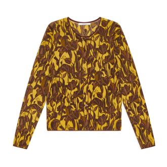 Maliparmi Maliparmi, Femme, Pulls, Jaune, Taille: 38 FR Gilet Tricot Imprim&eacute;