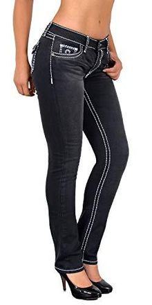 ESRA Jean Femme Droit Jeans &agrave; Couture &eacute;paisse Grandes Tailles Jean diff&eacute;rentes Couleurs J540