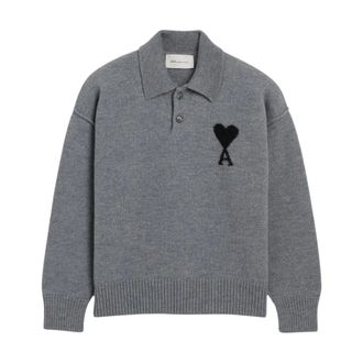 Ami Polo Quota - Homme - Tops - Gris - Taille: S