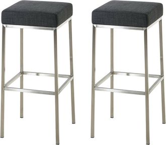 Clp 2er Set Barhocker Montreal Stoffbezug dunkelgrau edelstahl