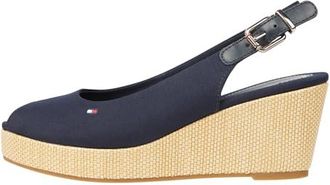 Tommy Hilfiger Sandales Compens&eacute;es Femme Iconic Elba Sling Back Talon Compens&eacute;, Bleu (Space Blue), 40