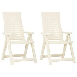 vidaXL Chaises inclinables de jardin lot de 2 Plastique Blanc