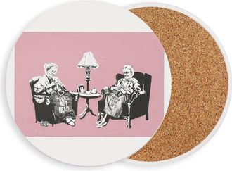 Fabulous Banksy Mamie Punks Not Dead Thug for Life Untersetzer, rund, Keramik, 1 Stück (108 x 108 mm)