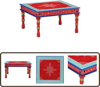 vidaXL Couchtisch Rot Handbemalt Massivholz Mango - Couchtisch - Holzmöbel - Mangoholz - Wohnzimmerschmuck - Dekoration