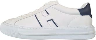 Hogan Chaussures Homme Sneaker H691 en Cuir HXM6910FU100ZL3014 Blanc et Bleu, Blanc, 41 EU