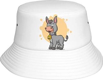Generic Anti-UV Chapeau de Pêcheur Petit âne Portant Un Collier à Clochette Chapeaux de Seau Funky Bobs Femme pour Hommes Sports Camping