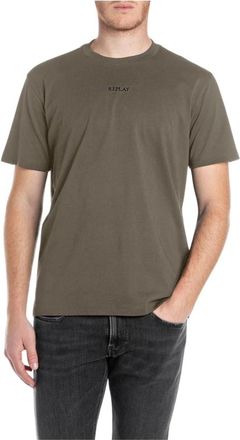 Replay T-Shirt mit Schriftzug - - Tops - Herren - Gr&uuml;n - L