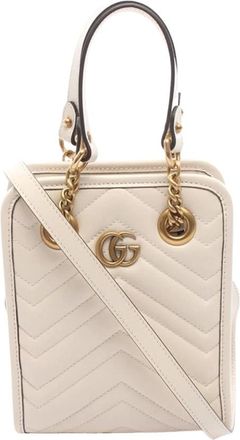 Gucci Sac &agrave; main vintage en cuir Chevron Pre-owned - Femme - Pre-owned - Blanc - Taille: ONE Size