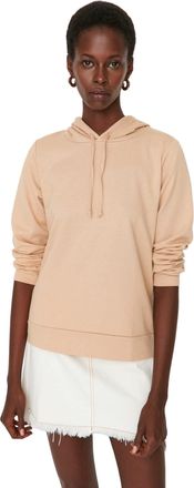 Trendyol Trendyol Damen Kapuzensweatshirt, einfarbig Sweatshirt, Camelfarben, X-Small