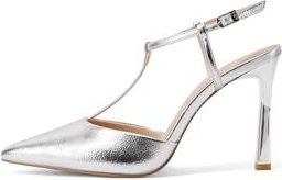 Queen Helena Escarpins femme avec talon haut sangle T K4511, argent, 35 EU