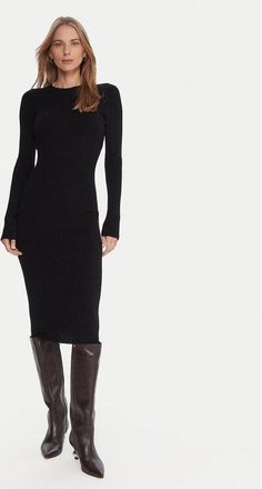 Kontatto Strickkleid 3M0829C Schwarz Slim Fit