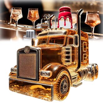 Generic LKW-Whisky-Dekanter, 375 ml Vintage Semi Truck Whiskyflasche, lustige Auto-Faje-Flasche mit Autoform mit Stopper f&uuml;r Papa Model C