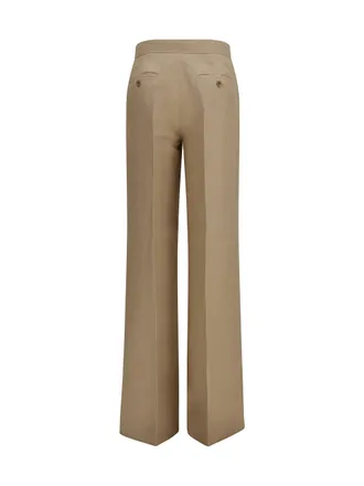 Max Mara Wide-Leg Linen Trousers - Beige
