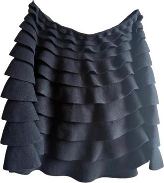Valentino Garavani Valentino Black Ruffle Knit Skirt Size S
