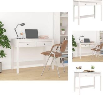 vidaXL Vidaxl - Schreibtisch mit Schubladen Wei&szlig; 100x50x78 cm Massivholz Kiefer - Holz Schreibtisch - Kiefernholz Schreibtisch - Wei&szlig;er Schreibtisch